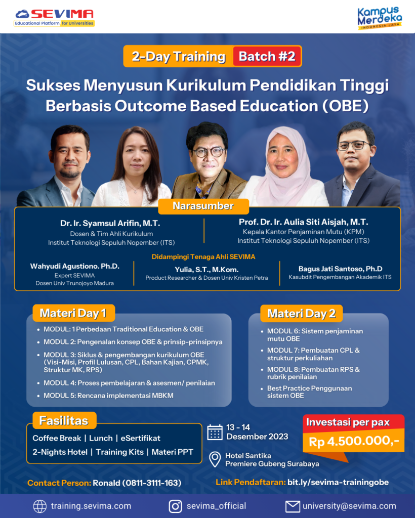 INTENSIVE TRAINING #Batch 2: Sukses Menyusun Kurikulum Pendidikan Tinggi Berbasis Outcome Based ...