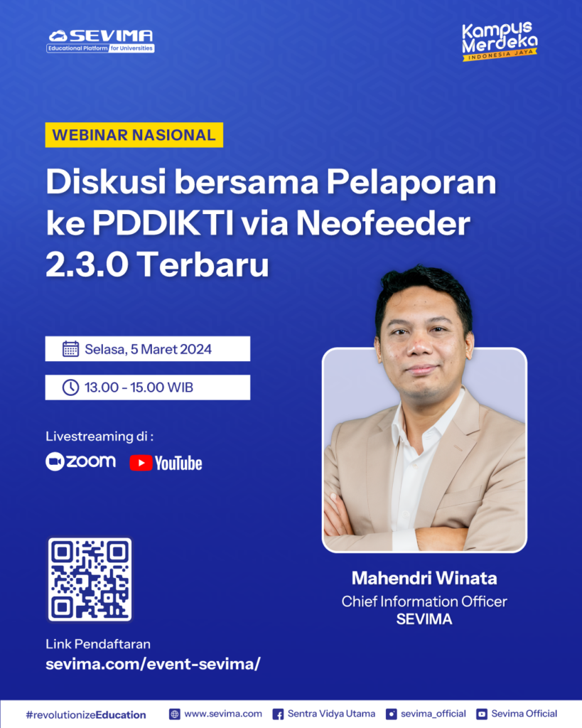 Webinar: Diskusi bersama Pelaporan ke PDDIKTI via Neofeeder 2.3.0 Terbaru | SEVIMA