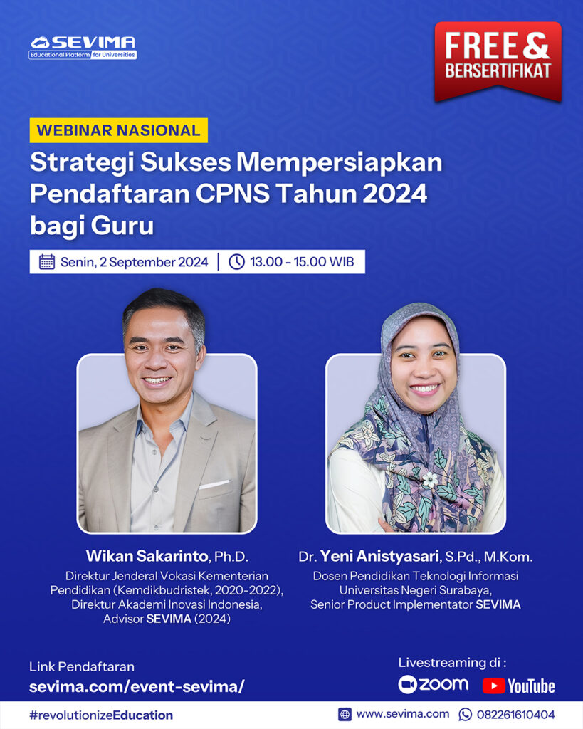 Webinar Nasional: Strategi Sukses Mempersiapkan Pendaftaran CPNS Tahun 2024 bagi Guru | SEVIMA