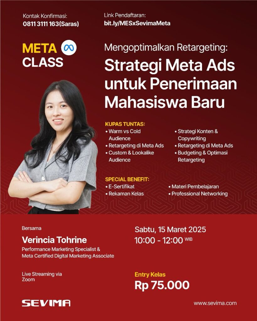 META CLASS: Mengoptimalkan Retargeting - Strategi Meta Ads untuk Penerimaan Mahasiswa Baru | SEVIMA
